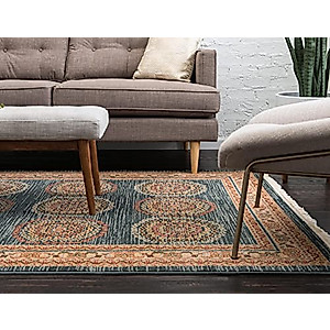 Rugs.com Kashkuli Gabbeh Collection Rug – 7' x 10' Blue Medium Rug Perfect for Bedrooms, Dining Rooms, Living Rooms
