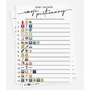 All Ewired Up 50 Baby Shower Emoji Pictionary (50-Cards) Fun Baby Shower Game Activity, Gender Neutral Boy or Girl, Minimalist Script