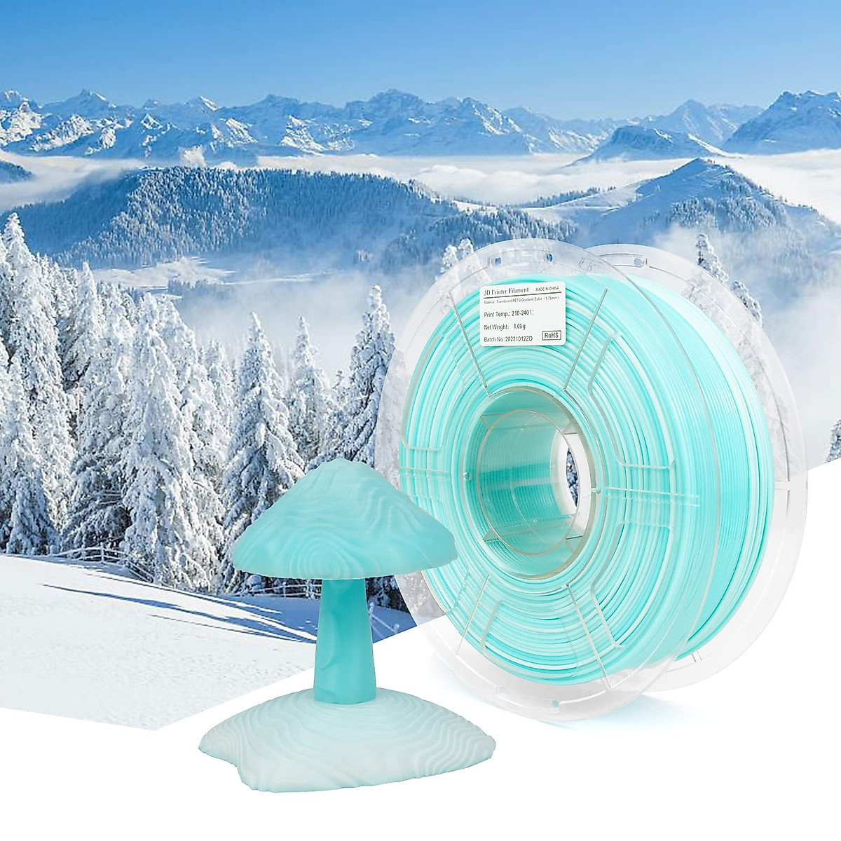 IEMAI PETG Filament 1.75mm, High-Speed 3D Printer Filament for 30-600mm/s Fast Printing, Color Change Blue & White Gradient Filament, Translucent PETG Filament 1kg(2.2lbs) Spool