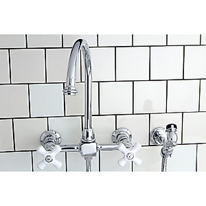 Kingston Brass KS1291PXBS Restoration Bridge Kitchen Faucet, 8-1/2 inch in Spout Reach, Polished Chrome