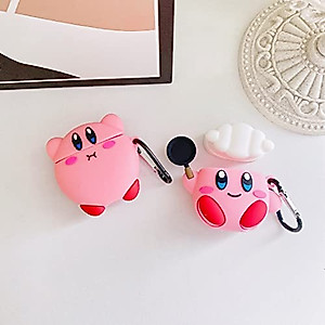 【2 Pack】 Aerymli 3D Kirby Case for Airpods 2nd/1st,3D Cute Cartoon Anime Airpod 2 Case,3D Kawaii Unique Kirby Shape Kids Teens Girls Women Soft Silicone Case for Airpods 2nd/Airpods 1st Case