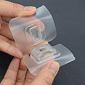 vilihkc 40pcs(20set) Double-Sided Self-Adhesive Wall Hooks Heavy Duty Hooks Multi-Purpose Transparent Adhesive Hooks for Bathroom and Kitchen, Waterproof and Oil-Proof 13.2lb/6kg(Max)