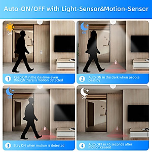 Motion Sensor Light Bulbs, 10W (120W Equivalent) 1200lm Motion Activated Dusk to Dawn Security LED Bulb, 3000K Warm White, A19/E26, Auto On/Off Indoor Outdoor Lighting, for Garage Basement Hallway