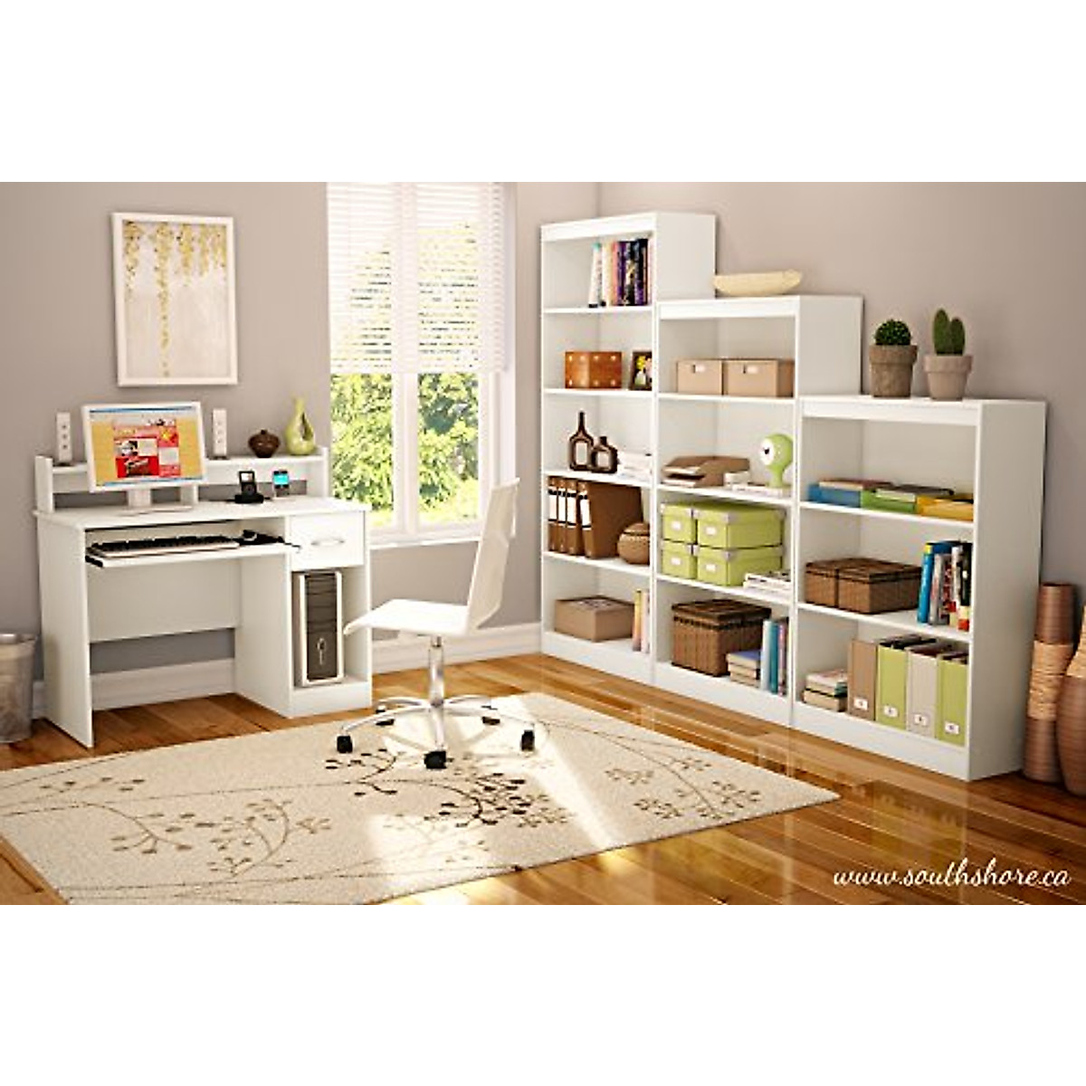 South Shore Axess 3-Shelf Bookcase, Pure White