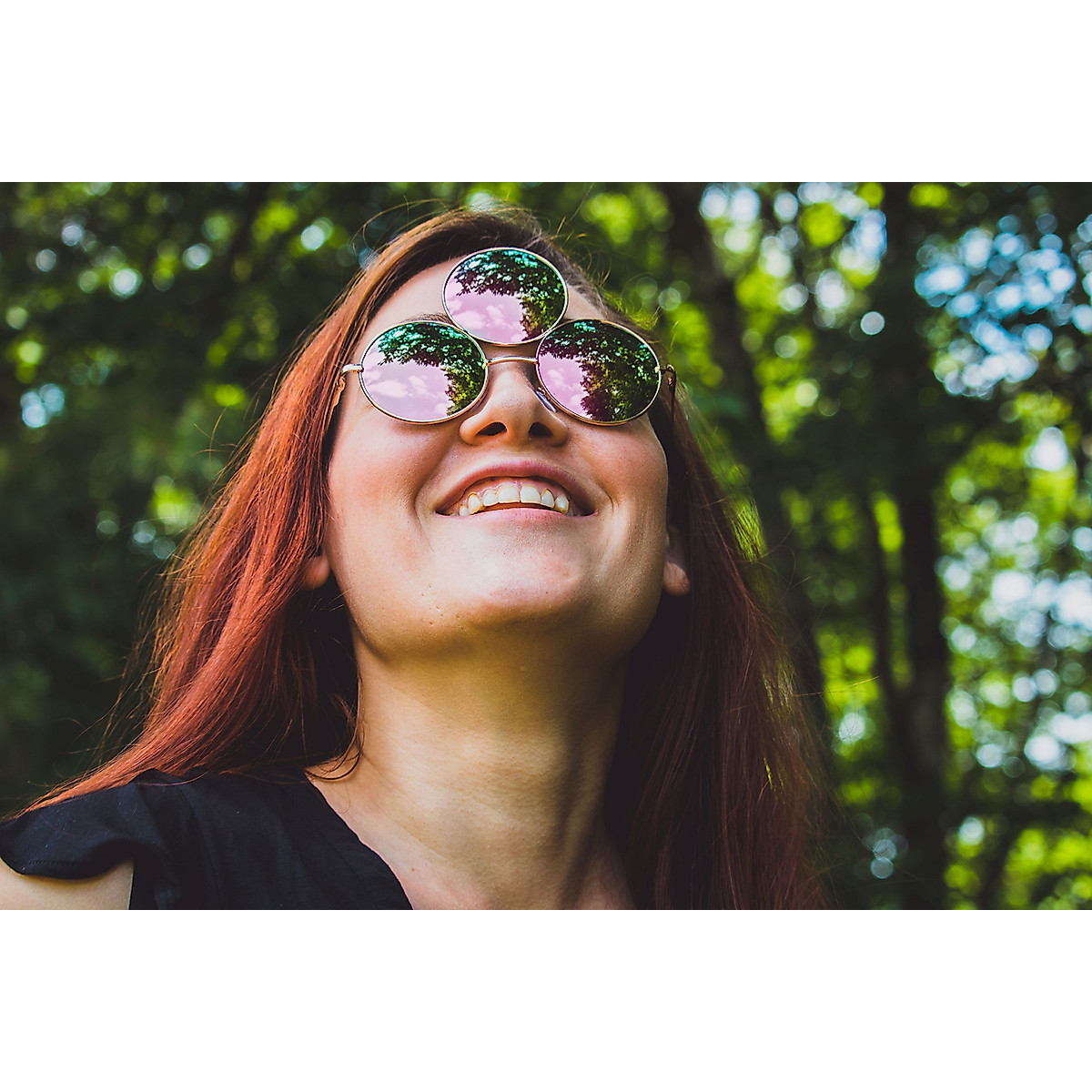 Trippy Lights Third Eye Sunglasses, Emerald Green with Pink Reflective Lens