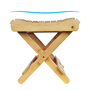 TripDock 12 Inch High Natural Bamboo Folding Stool for Shaving/Shower/Foot Rest/Outside Fishing Chair, Fully Assembled (Natural)