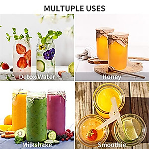 8 Pack 16OZ Glass Juice Bottles with Caps - OAMCEG Smoothie Cups with Airtight Lids and Straws, Reusable Juice Bottles for Juicing, Glass Drinking Mason Jars Juicing Bottles Travel Bottles Water Cups