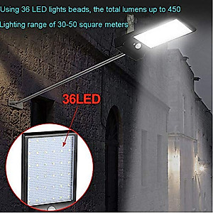 Solar Wall Light with Mounting Pole, EpicGadget 36 LED Outdoor Solar Motion Sensor Detector Lights Fence Path Light Sensor Wall Outdoor Garden Patio Light (1 Pack)