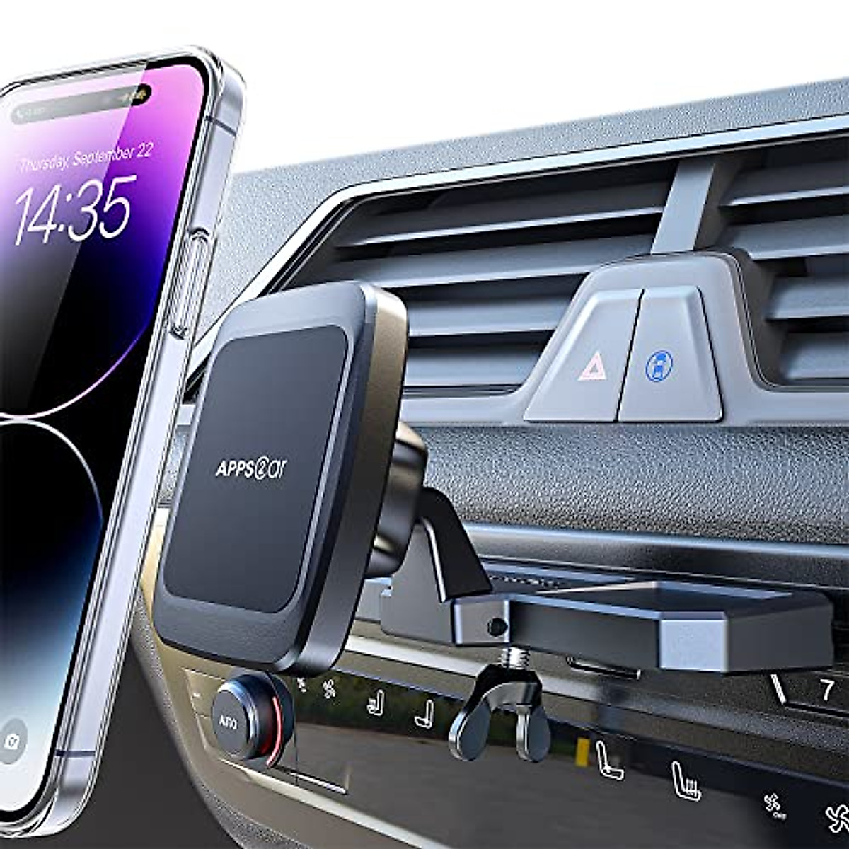 APPS2Car CD Phone Holder for Car, Anti Shake CD Player Phone Mount, Magnetic Car Phone Mount with 6 Magnets, Thick Case Friendly CD Slot Phone Holder Compatible with iPhone All Phones & Mini Tablet