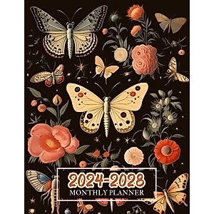 2024-2028 Monthly Planner 5 Years: January 2024 - December 2028 with Holidays | Roses Cover