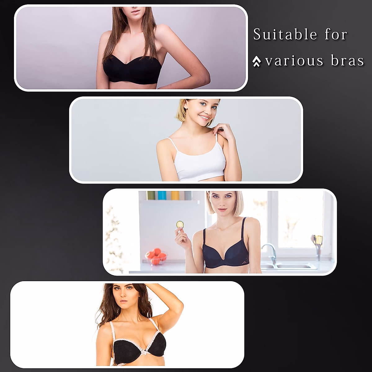 Honoson 2 Pairs Breathable Silicone Bra Inserts Waterproof Reusable Bra Inserts Breast Enhancers for Bra Swimsuit Sports Bra (Round and Semicircular Shape)