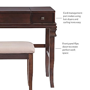 Linon Angela Walnut Vanity Set,30" x 36" x 18"