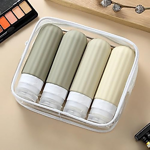 Mrsdry Travel Bottles for Toiletries, TSA Approved, Silicone Travel Bottles, BPA Free, 3oz Leak Proof Travel Size Bottles, Travel Accessories for Shampoo Body Wash Lotion Soap Liquids (4 Pack)