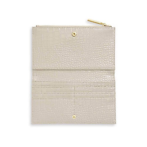 KATIE LOXTON Faux Crocodile Womens Vegan Leather Fold-out Purse Wallet Stone