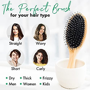 Beauty by Earth Boar Hair Brush for Fine Hair - Boar Bristle Hair Brush for Thick Hair - Boar Brush for Fine Hair - Mens Hair Brush for Thin Hair - Boars Hair Brush for Women