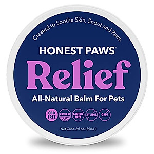 Honest Paws Dog Paw Balm - Pad Relief Soother Moisturizer Protection Wax - All Natural All Weather Foot Butter Heals Repairs Pet Paws and Noses from Heat and Cold – 2 Oz