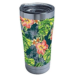 Tervis Green Tropical Insulated Tumbler, 20 oz Stainless Steel, Silver