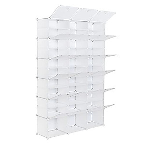 DESIGNSCAPE3D 12-Tier Portable 72 Pair Shoe Rack Organizer 36 Grids Tower Shelf Storage Cabinet Stand Expandable for Heels, Boots, Slippers, White