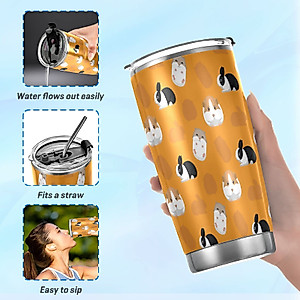 Yasala Tumbler Guinea Pig Cute Rabbit Insulated Coffee Cup Beverage Container Office Travel Mug with Straw and Lid 20oz Back to School Gift
