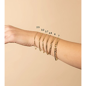 Olive & Chain Solid 10k Gold Curb Link Chain Bracelet for Men/Women, Yellow Gold, Hypoallergenic, Lobster Clasp Closure (6 mm, 8 Inch)