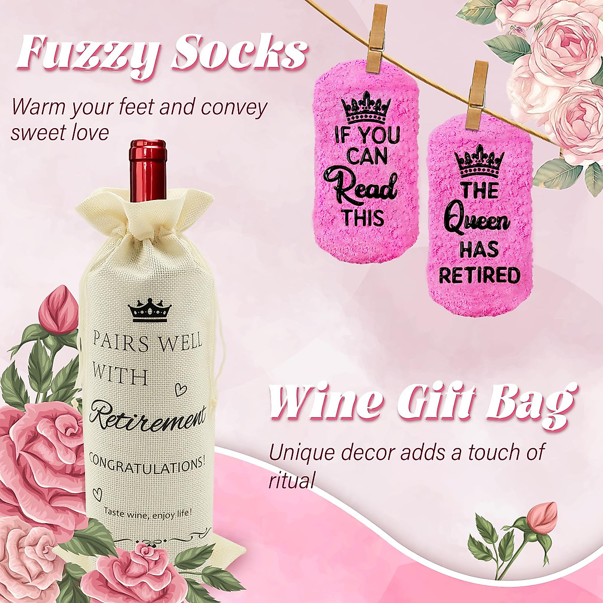 Retirement Gift for Woman, Teacher Retirement Gifts for Women 2025 with Scented Candle, Fuzzy Sock, 20 Oz Tumbler with straw, Happy Retirement Gifts for Retirees, Coworker, Nurses, Grandma, Friends