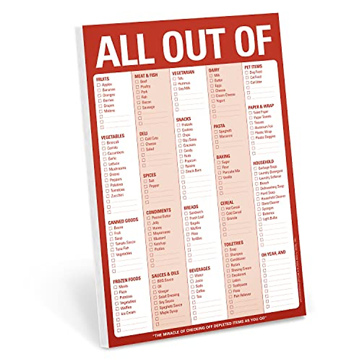 Knock Knock All Out of Pad Grocery List Note Pad, 6 x 9-inches (Red)