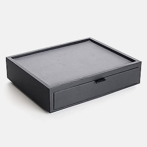 Kaviso Cache Display Valet Storage Drawer - EDC, Blade, Watch, and Jewelry Storage Drawer add-on, Microfiber Lining, Faux Leather, Stackable (Valet Storage Drawer) Black