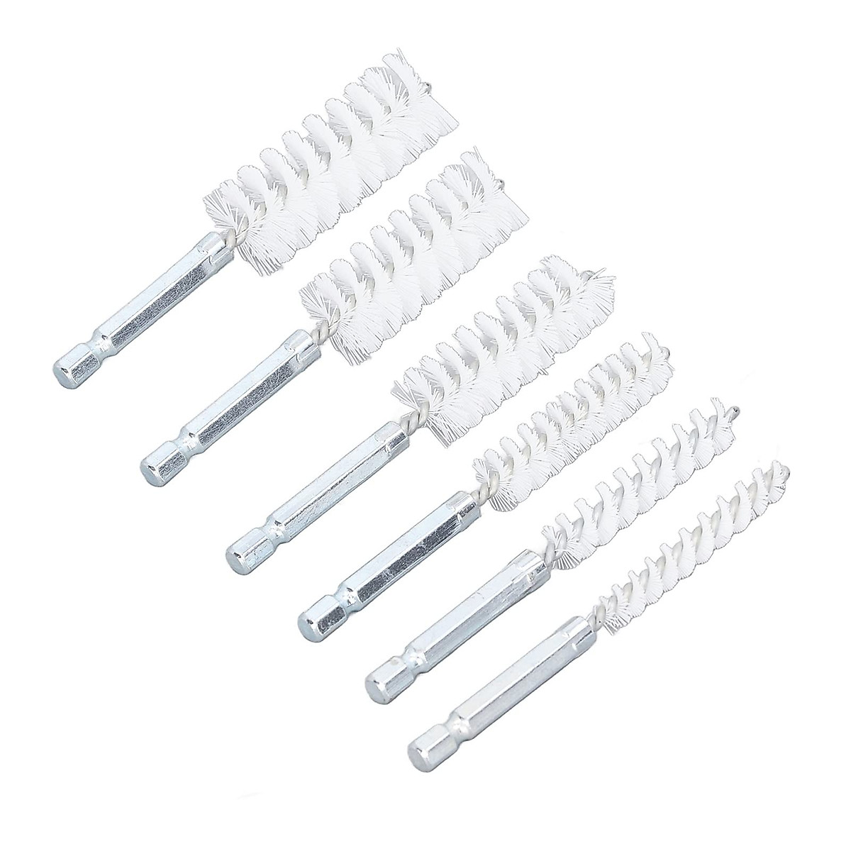 6PCS Hole Cleaning Brushes Bore Brush for Drill Twisted Wire Cleaning Brush Power Drill Cleaning Wire Brush with 1/4in Hex Shank for Power Drill Impact Driver (Nylon (White)) ﻿