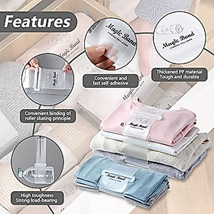 Closet Organizers Storage Belt Self-adhesive Durable PVC Clothes Stacking Organizer Strap for Folded Household Shirt T-shirts Pants Towels Bed Sheets Storage Roll Band Fold Up Organize (9)
