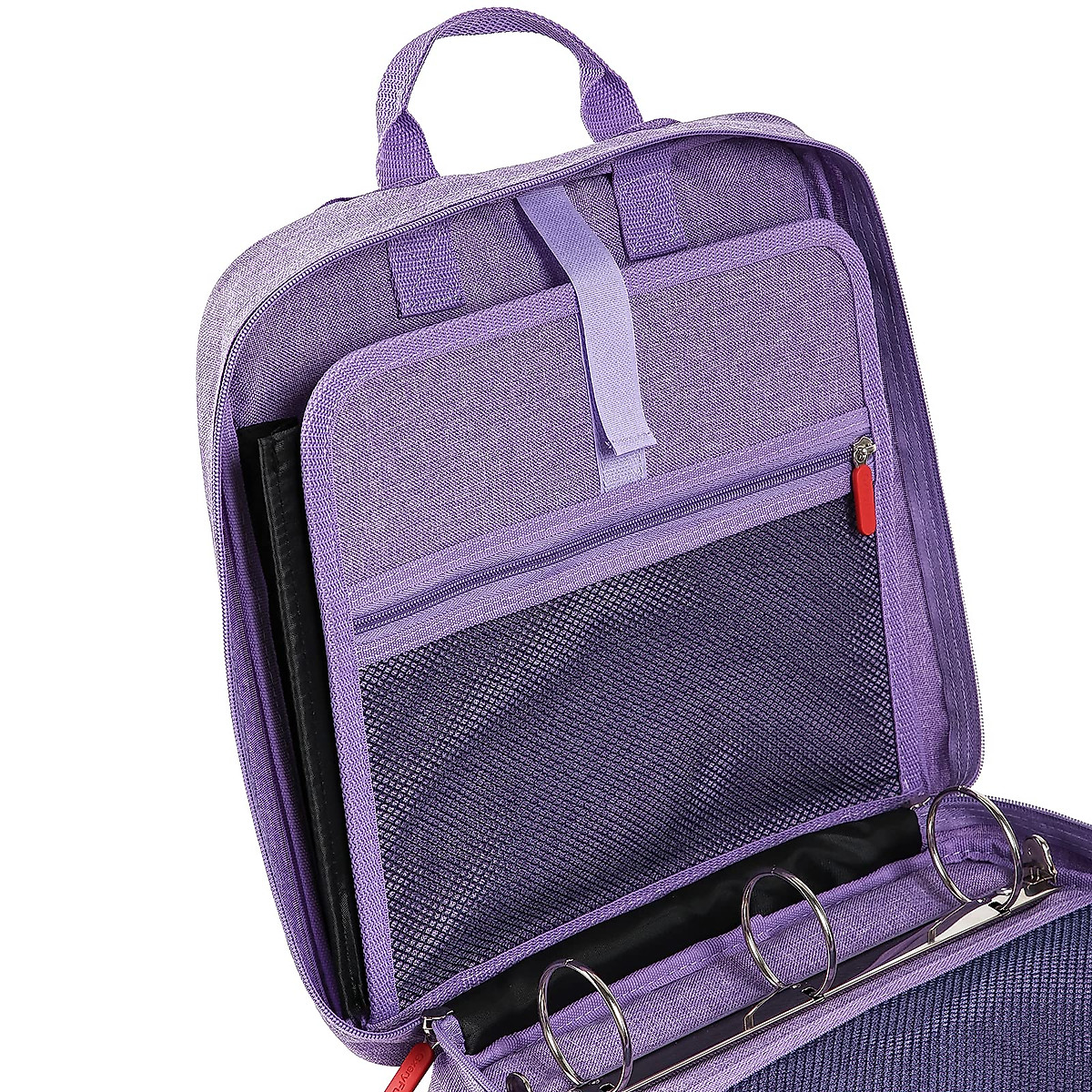 GXaryFulin Zipper Binder with Shoulder Strap & Handle, 3 O-Ring Binder for Office & School Supplies (2 inch, Purple)