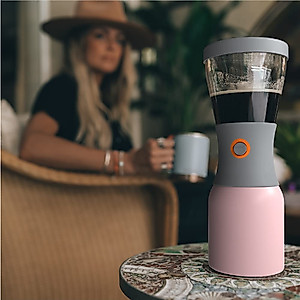 asobu Coldbrew Portable Cold Brew Coffee Maker With a Vacuum Insulated 1 Liter Stainless Steel 18/8 Carafe Bpa Free (Powdered Pink)