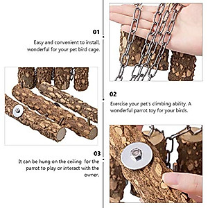 balacoo Bird Swing Toy Bird Perch Wood Parrot Cage Hammock Swing Bird Wooden Perch Stand Rack cockatiel cockatiels Chewing Biting Tearing Climbing with Stainless Steel Hanging Chain (Light Brown)