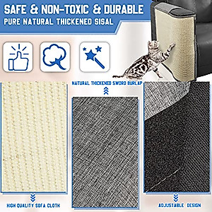 Cat Scratcher Furniture Protector Set of 2, Cat Scratch Mat Sofa Protection with Natural Sisal for Furniture Couch Chair Sofa Cat Care Pad (Dark Gray)