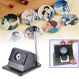 DNYSYSJ Badge Button Maker Cutting Machine Manual Round Graphic Punch Die Cutter DIY Button Badge Making Kit 37mm (49mm Cut Diameter)