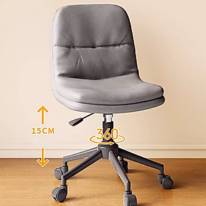 NaKeah Home Office Chair Swivel Armless Desk Chair Faux Leather Upholstered Office Computer Chair Modern Swivel Rocking Desk Chairs,Silver,F