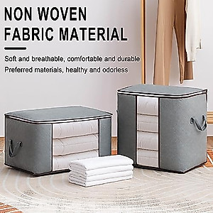 Clothes Storage Bag with with Clear Window & Lid - Storage Organizer with Duel Zipper & Handle, Sorting Storage Box for Clothes & Toys Sweaters Coats T-shirts Blankets (3-in-1 Set)