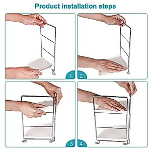 YANBETTER 2-Tier Corner Shelf Bathroom Small Bathroom Shelf Save Space, Easy to Assemble Bathroom Corner Organizer, Vanity Tray Cosmetic & Makeup & Kitchen Storage Silver