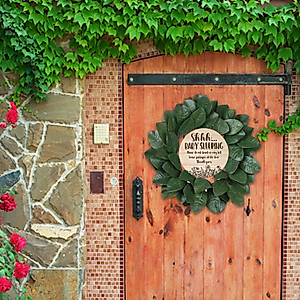 Shhh... Baby Sleeping Hanging Sign Plaque, Do Not Knock Or Ring The Bell, Round Sturdy Wooden Door Hanger for Baby Room, Nursery, Kindergarten, Bedroom, Door Knob Decor 12In