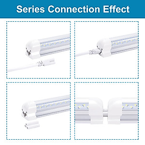 SOMLIGHT 8FT Led Shop Lights,Linkable LED Tube Light Fixture, 120W 14400LM 4 Rows LED, V Shape, Fluorescent Tubes Lights Replacements for Garage Warehouse, Plug and Play,(12-Pack)