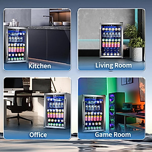 Antarctic Star Beverage Refrigerator,145 Can Mini Fridge,Freestanding wine cooler for Soda Beer or Wine,Glass Door, Small Drink Dispenser Machine, Touch Screen for Home Office or Bar, 4.5 cu.ft