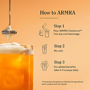 ARMRA Colostrum™ Premium Powder, Grass Fed, Gut Health Bloating Immunity Skin & Hair, Contains 400+ Bioactive Nutrients, Potent Bioavailable, Keto, Gluten & Fat Free (Blood Orange | 30 Servings)