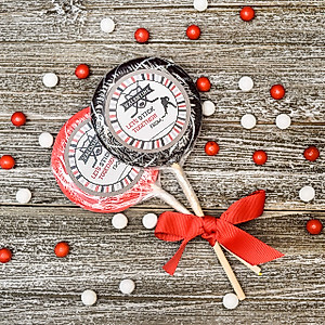 Hockey Valentine Party Favor Sticker Labels for Boys, 40 2" Party Circle Stickers by AmandaCreation, Great for Classroom Valentines, Envelope Seals, Gifts & Treats