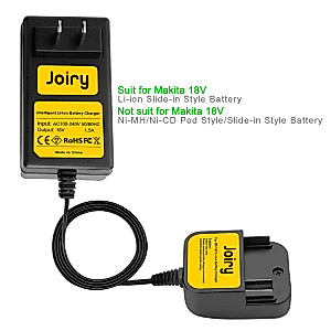 Joiry 18V Li-ion Battery Charger Compatible with Makita BL1830 BL1815 194205-3 LXT400 BL1850 BL1840 BL1860 (NOT for Ni-MH/Ni-Cd Battery)