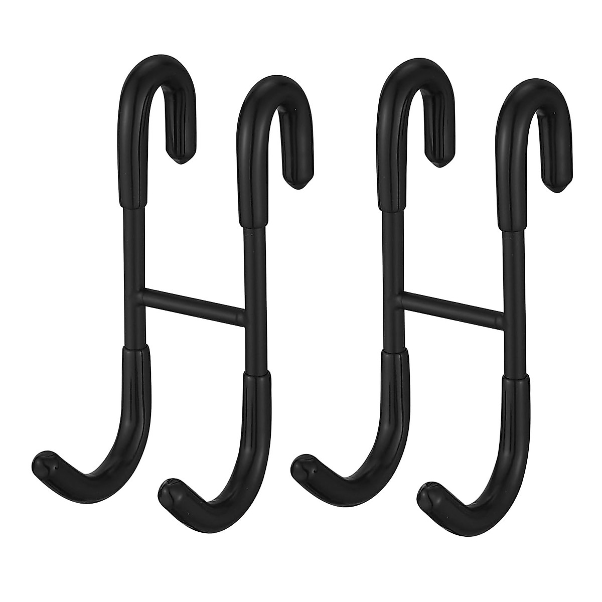 BATHLAVISH Shower Door Hooks,304 Stainless Steel Towel Hooks,Over Door Hooks for Bathroom,Drilling-Free Hanger Matte Black Shower Hooks - 2 Pack