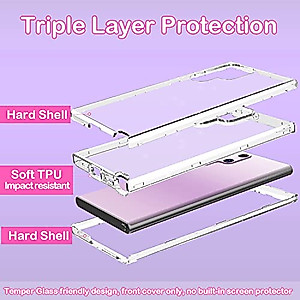 Coolwee Crystal Clear Full Protective Case for Galaxy S23 Ultra - 6.8" Heavy Duty Hybrid 3 in 1 Rugged Shockproof Women Girls for Samsung Galaxy S23 Ultra 6.8 inch Transparent