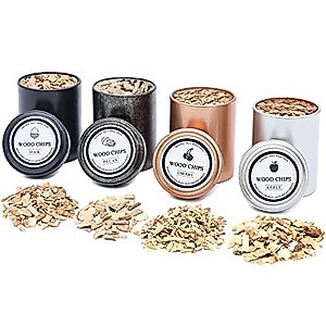 HOHXFYP Wood Chips for Smoker, 4 pcs Natural Wood Chips for Smoking Gun and Grill, Great for Whisky Cocktail Smoker Beef Pork Chicken Fish(Apple, Cherry, Oak, Pecan)