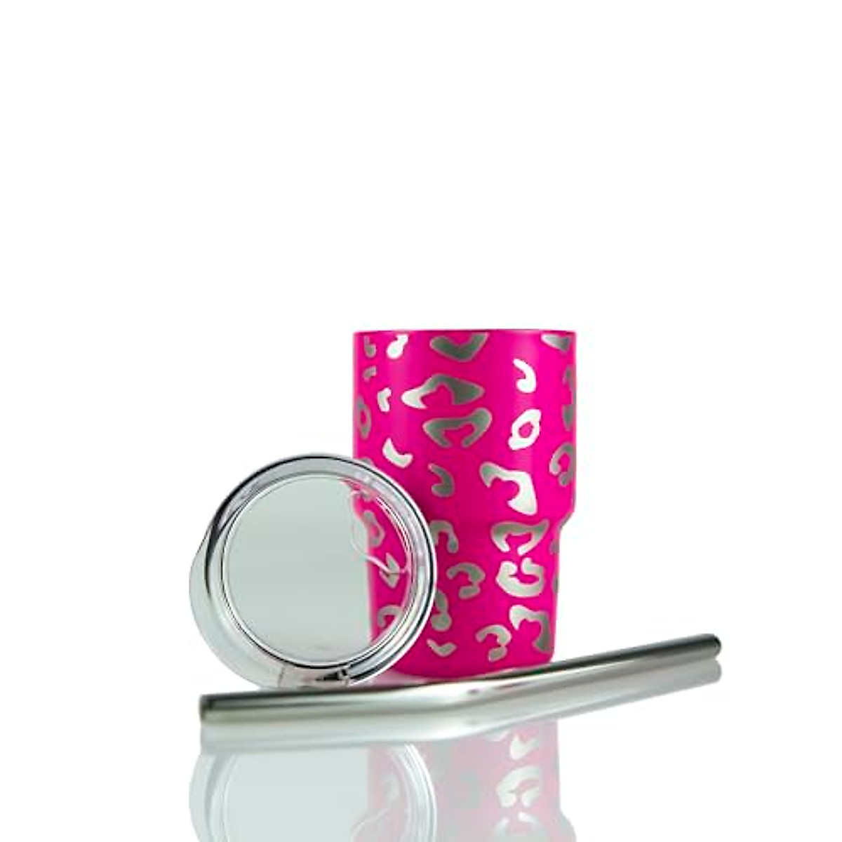 Hogg 3oz Sublimatable Tumbler Shot Glasses with lid and stainless straw (6 Pack), DIY, Customizable, Reusable, Double Wall Insulated, Sublimation Tumblers (Pink)