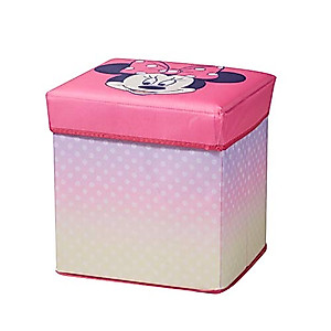 Idea Nuova Disney Minnie Mouse 3 Piece Collapsible Storage Set with Collapsible Ottoman, Bin and Figural Dome Pop Up Hamper, Pink