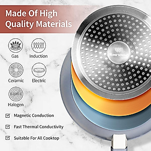 INNERWELL Healthy Ceramics Nonstick Frying Pans 8" & 10" Frying Pan 2-Piece Pan Set, Egg Pans Nonstick Nonstick Frying Pans Free of PFAS, PTFE, PFOA Nonstick Skillets Set, Dishwasher Safe, Light Blue