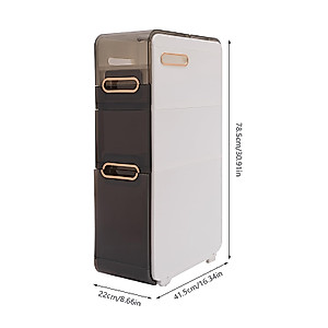 HuaShuani Narrow Bathroom Storage Cabinet, Plastic Bathroom Floor Cabinet, Toilet Side Cabinet Toilet Paper Holder with 3 Drawers, Translucent Panels Design (22 * 41.5 * 78.5CM)